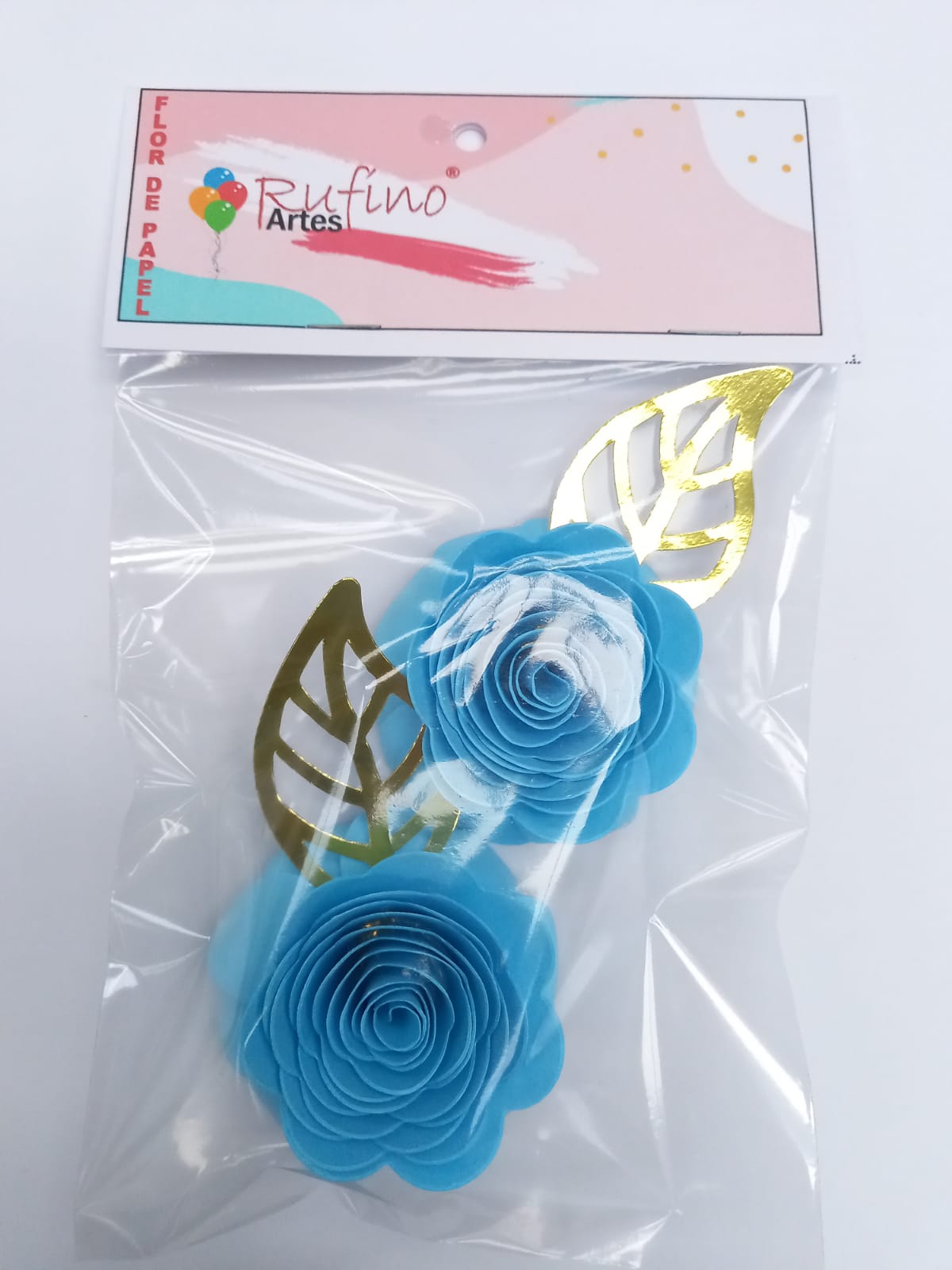 Flor de Papel Rococó Grande - Azul Frozen 2 Und / Artes Rufino